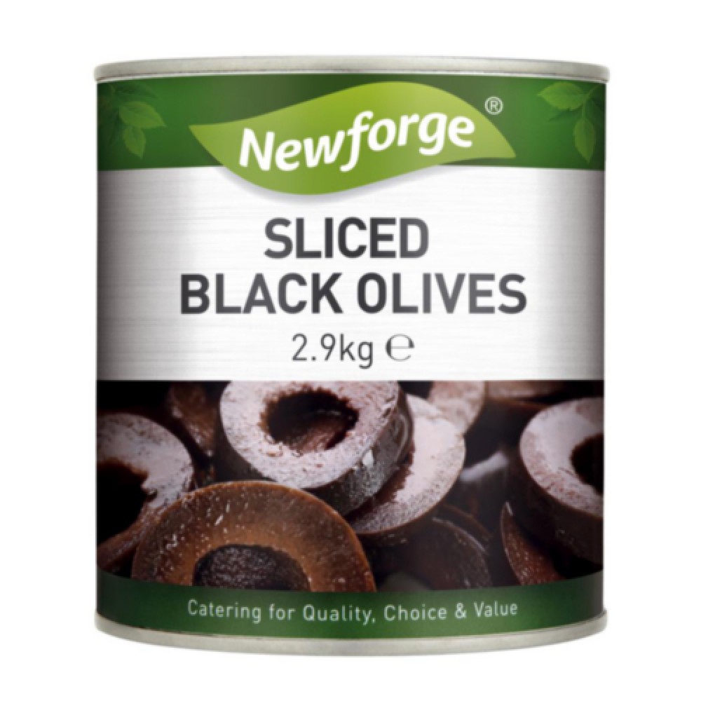 Olives & Capers : Newforge Tinned Sliced Black Olives 2.9kg