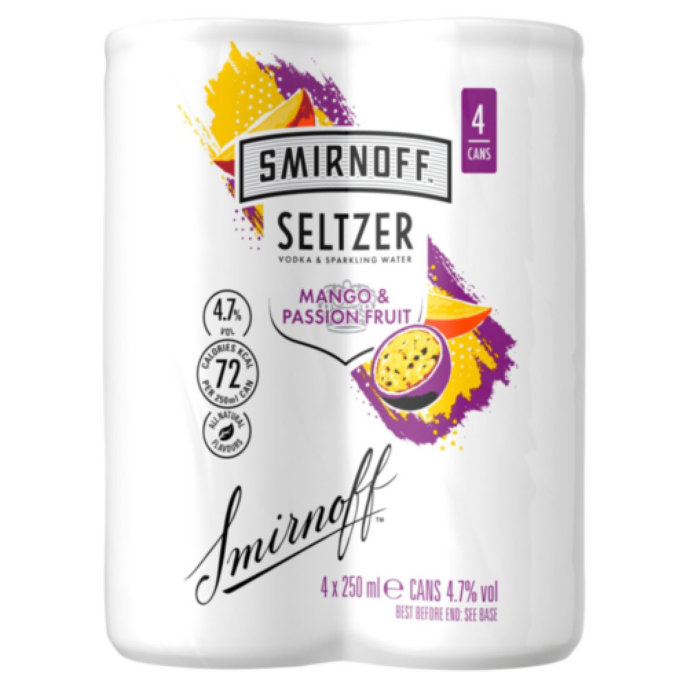 Alcopops : Smirnoff Seltzer Mango & Passionfruit Can ...