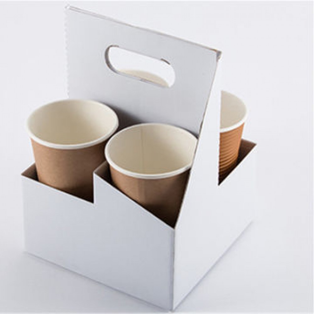 Carrier Packs & Trays : White 4 Cup Carrier With Handle X ...