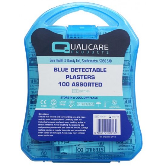 First Aid : 100pc Blue Plaster Kit Box (Various Sizes)