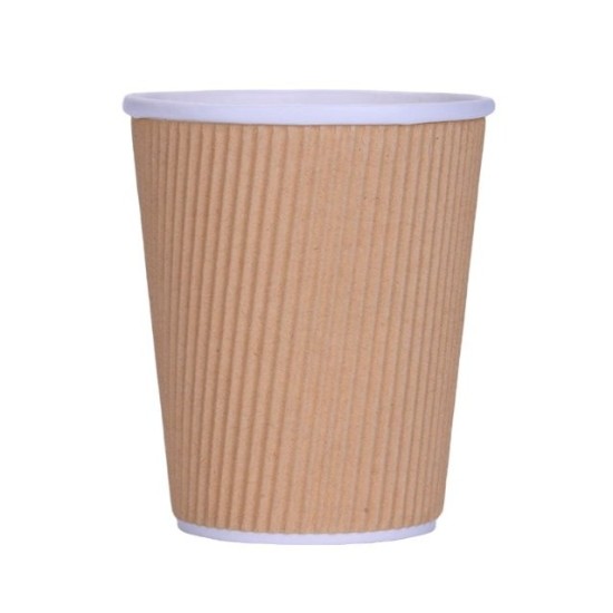 Coffee Cups & Lids : Kraft 8oz Ripple Wall Compostable Cup ...