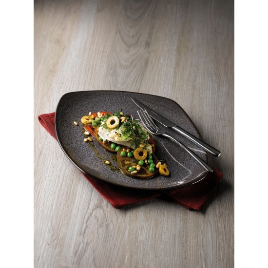 Earth By Porcelite : Black Rounded Square Plate | Tableware ...