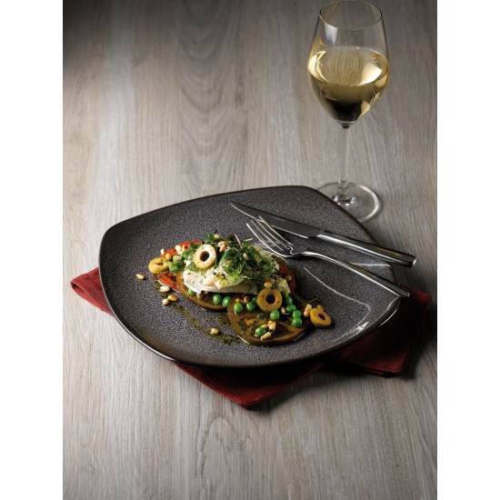 Earth By Porcelite : Black Rounded Square Plate | Tableware ...