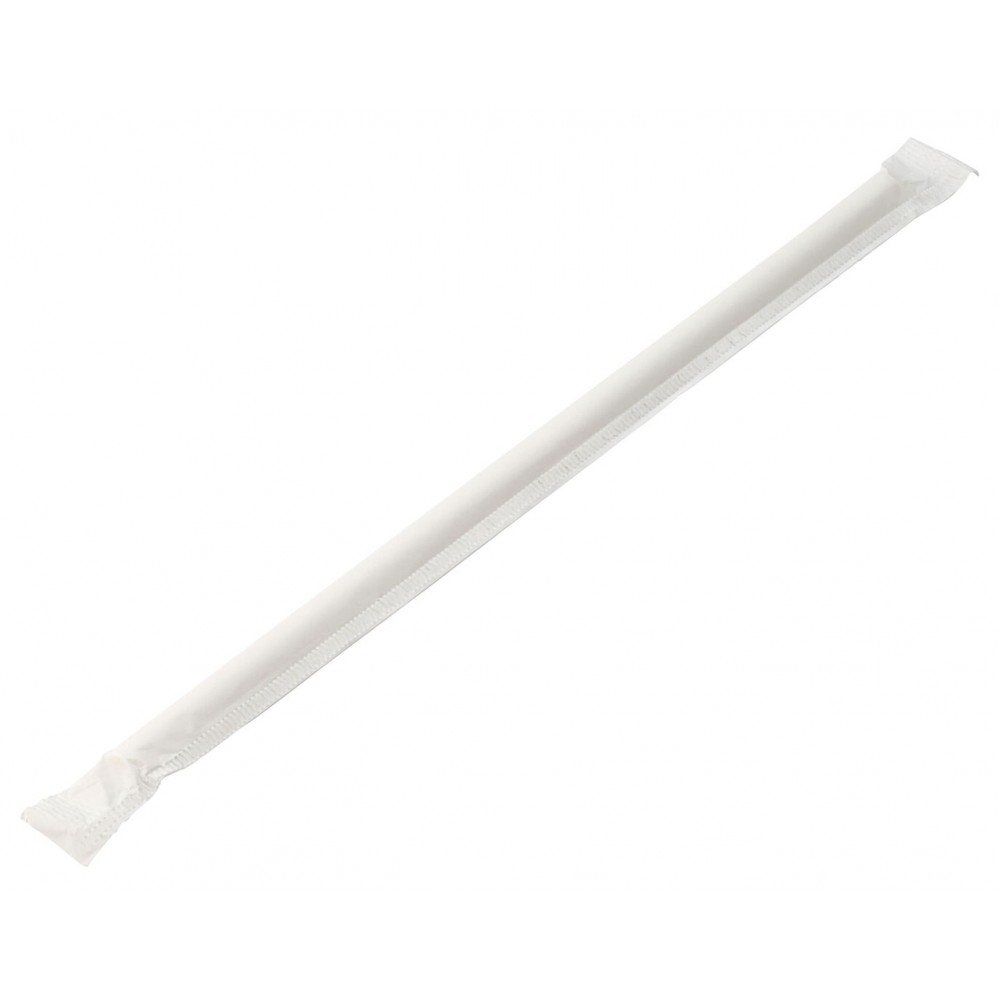 Straws : Paper Wrapped White Straw 8 (20cm) Box Of 250 X 24\