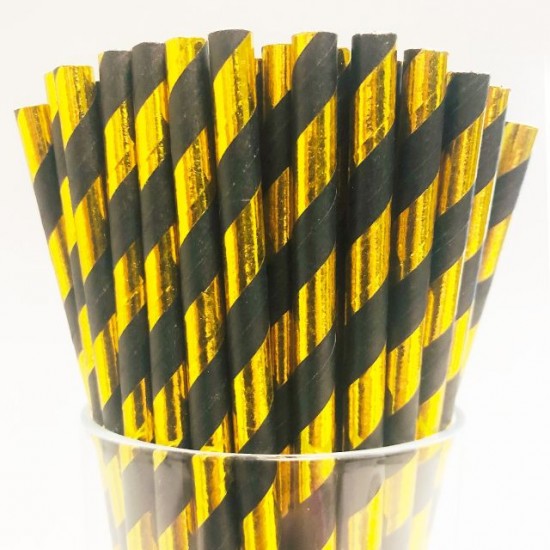 Straws : Black and Gold Straw | Ireland Straw Supplier