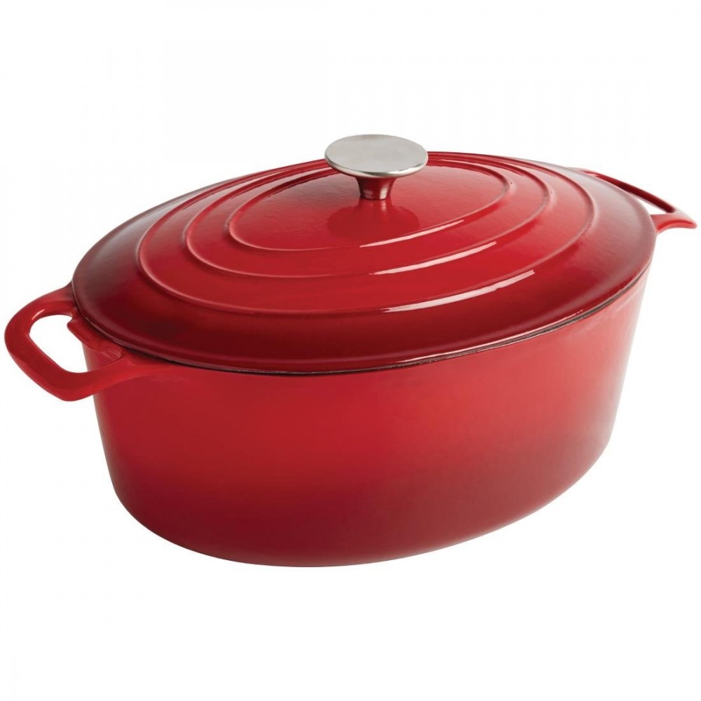 Cast Iron Cookware : Vogue Oval Casserole Red 5ltr 110h X ...