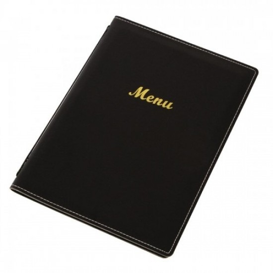 Menu Covers : Menu Cover Leatherette Blk A5 (4 Sides)