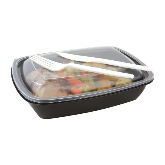 Black Hot Meal Containers : Fastpac Medium Rectangular Container ...