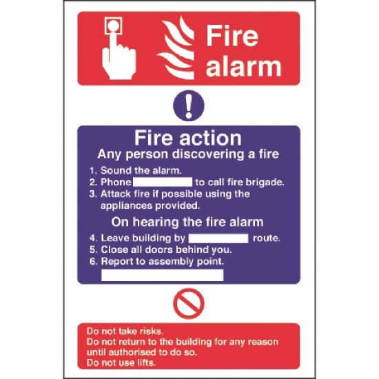 Safety Signs : Sign-fire Alarm/fire Actions S/a