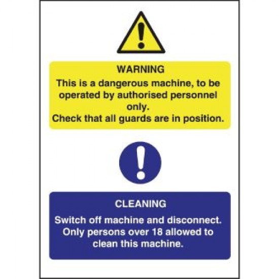 Health & Safety Signs : Dangerous Machine/cleaning Sign ...